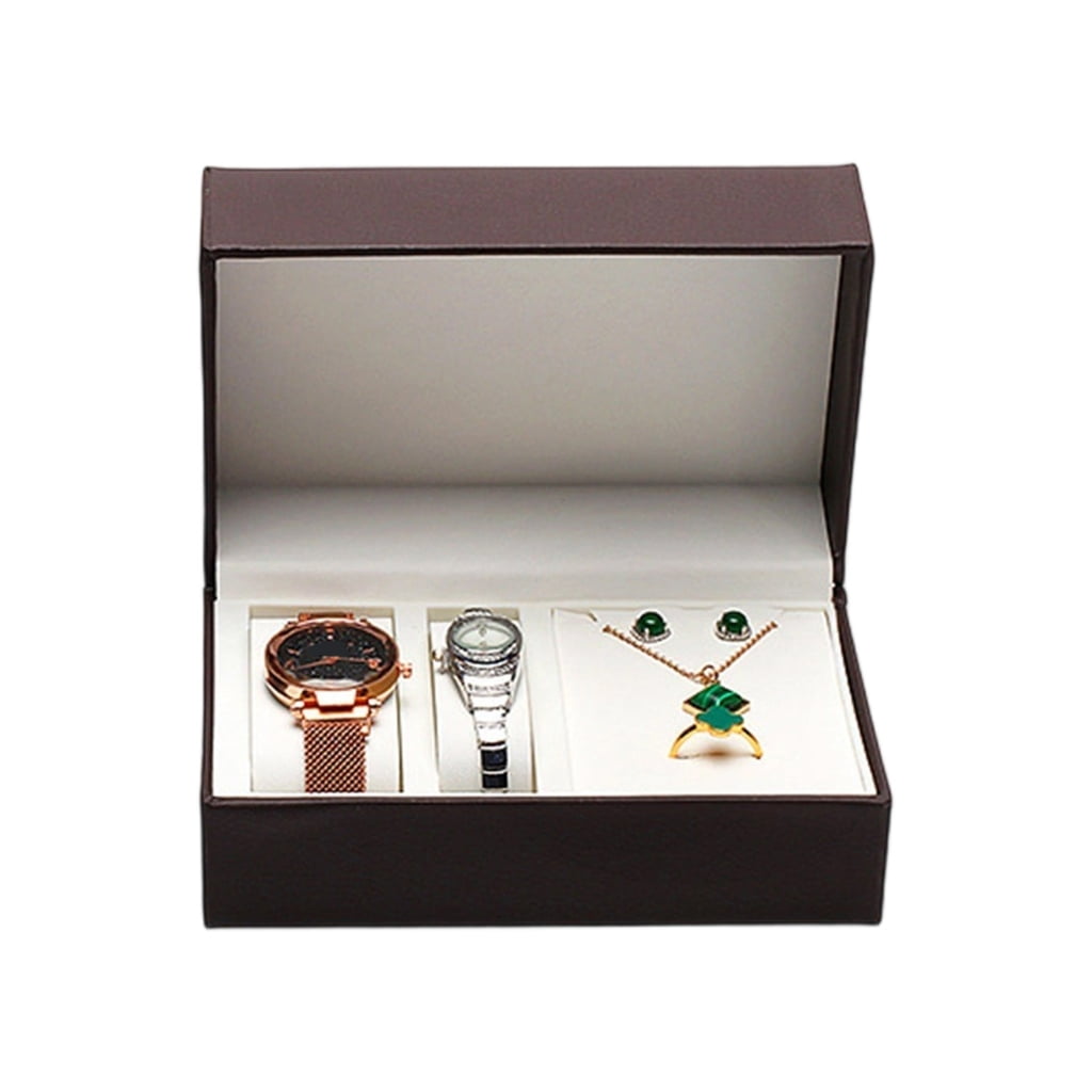 YongCo Minimalist White Watch Storage Box Soft PU Lining Multi Layer ...