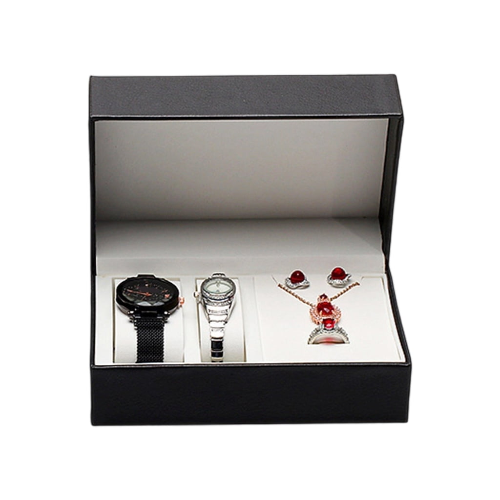YongCo Minimalist White Watch Storage Box Soft PU Lining Multi Layer ...