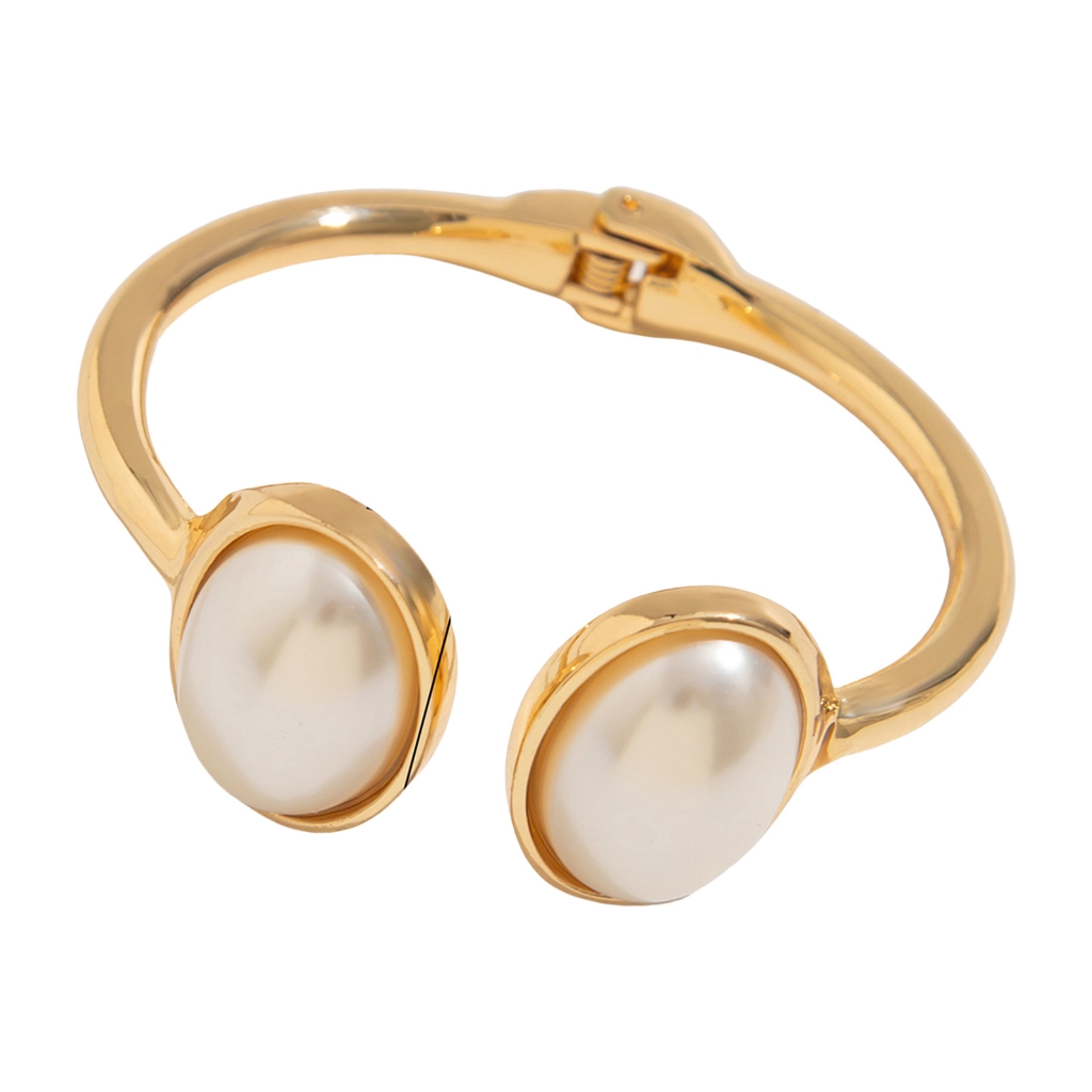 YongCo Modern Pearls Open Cuff with Edges Detailing Ideal Unique Wrist ...