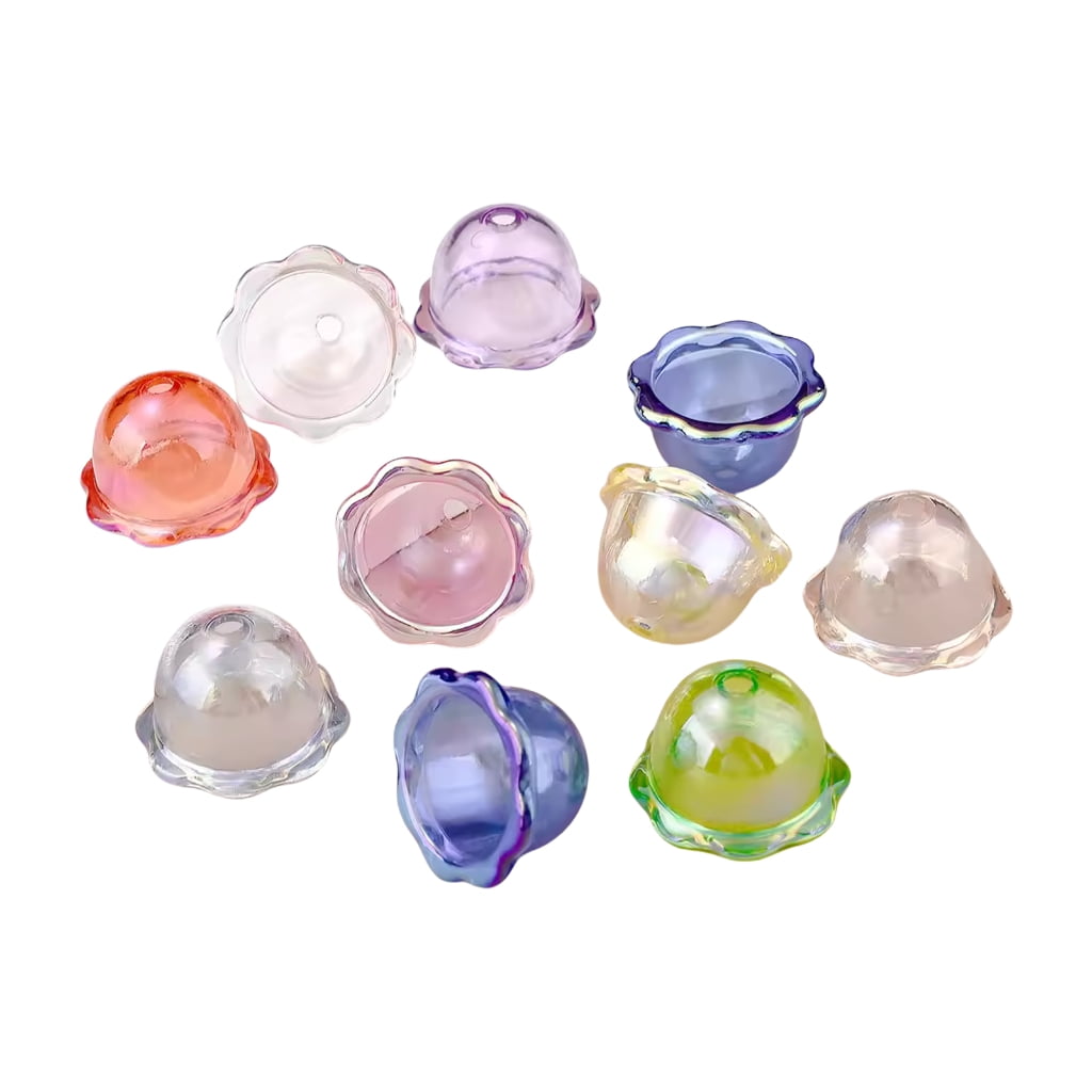 YongCo Pack of 10 Colorful Acrylic Flower Charm Accessories for Jewelry Crafting and Colorful ...