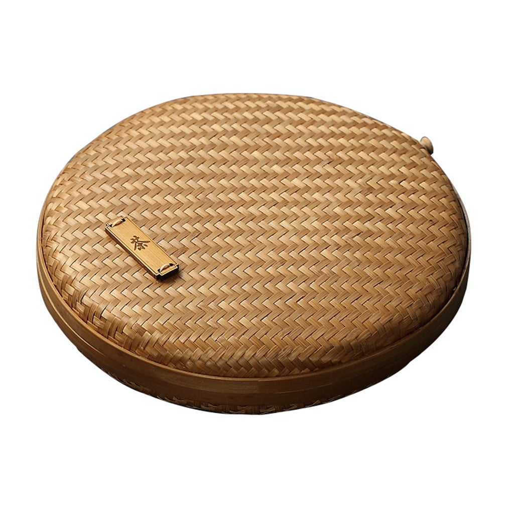 YongCo Round Rattan Boxes with Lid Hand-Woven Multi-Purpose Wicker Tray ...