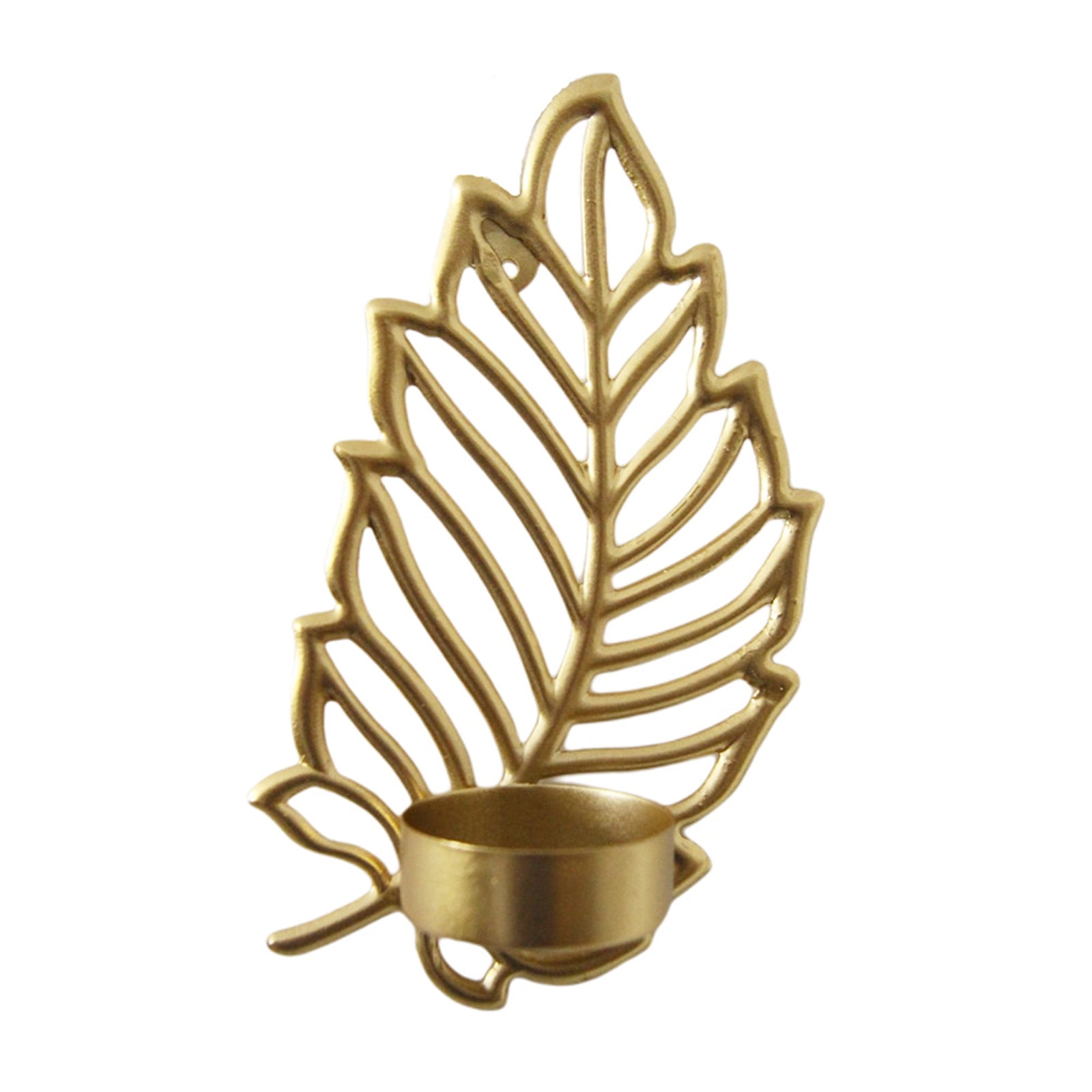 YongCo Unique Metal Candleholder Golden Leaf Shape Holder Table Decor ...