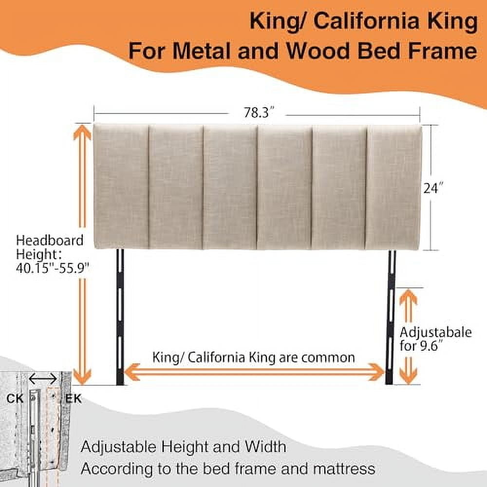 Yongchuang King Headboard Foldable Linen Headboard for King/Cal King ...