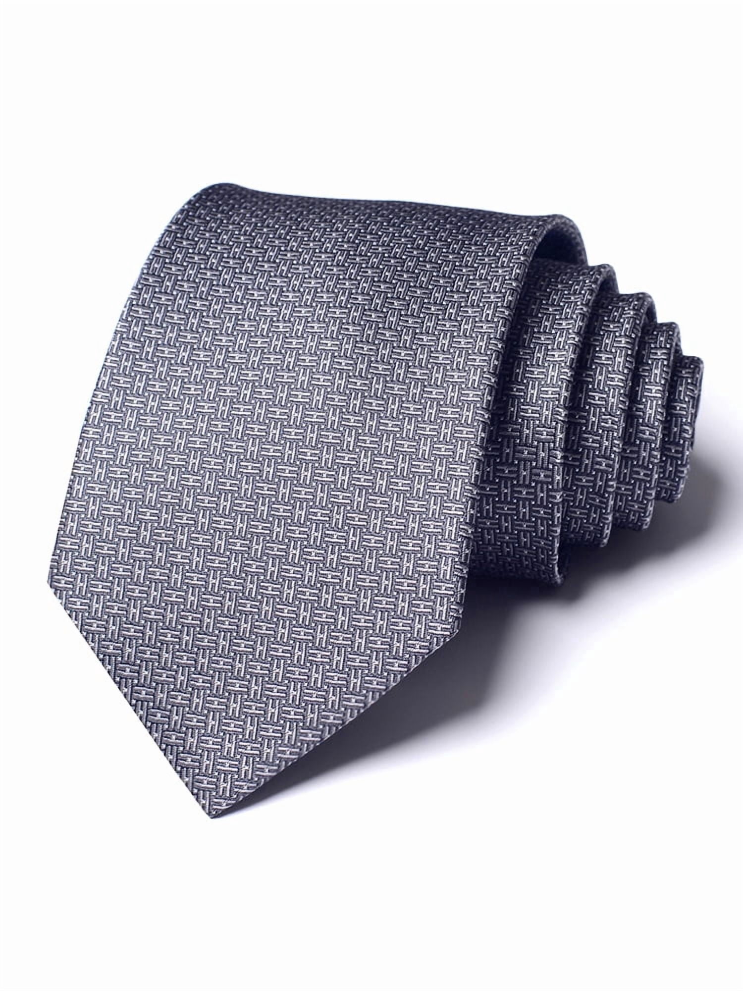 Yongchuantie Men's 3.15" Necktie Grey H-Pattern Hand Knot 8CM Wide Tie ...