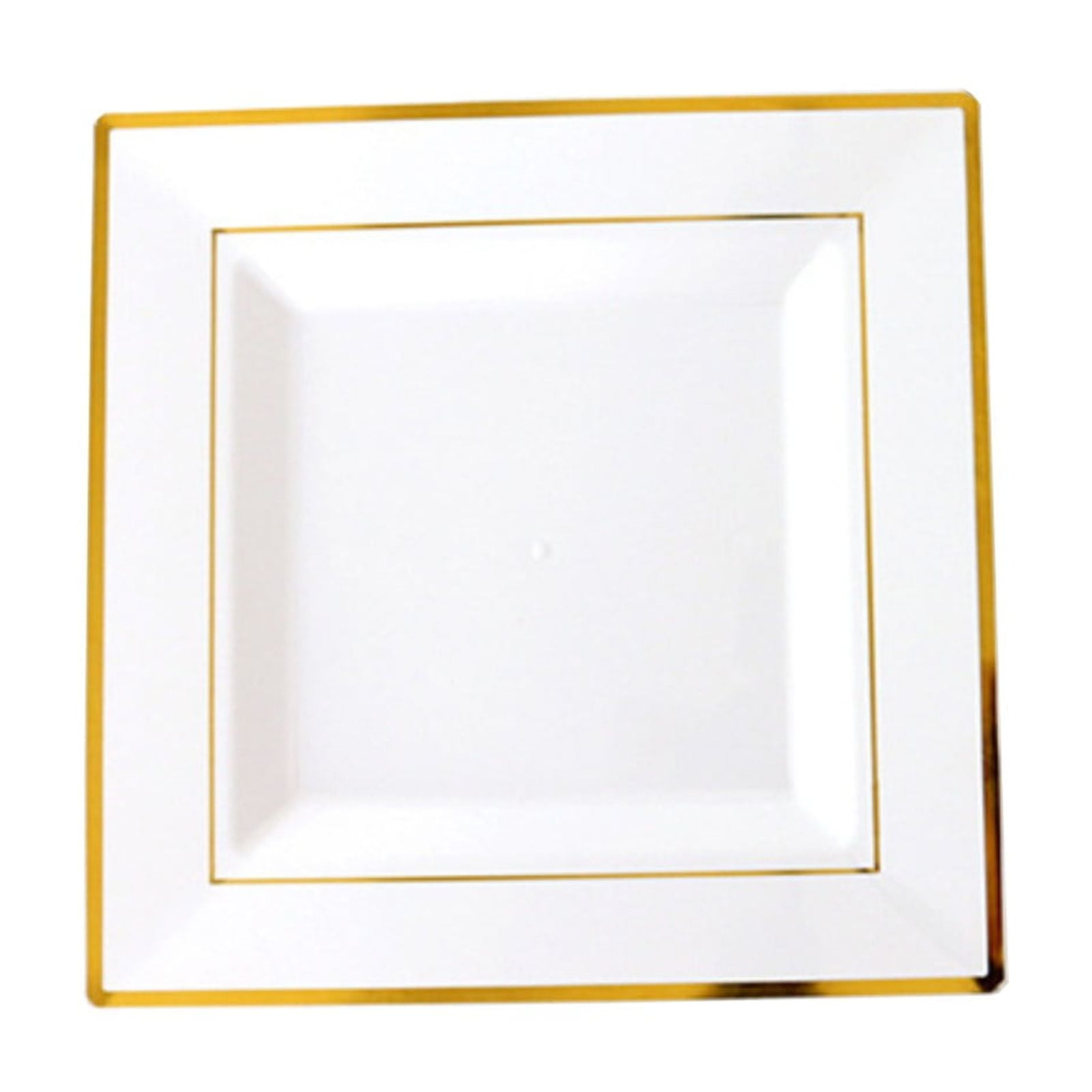 Yongcuo Elegant Square Disposable Dinner Plates 30 Pack, Gold Rim ...