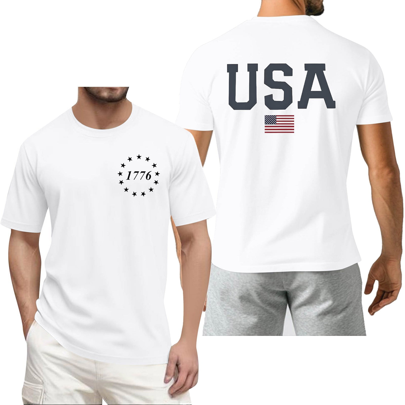 Yongcuo Independence Day Men's Patriotic USA 1776 T-Shirt Soft Cotton ...