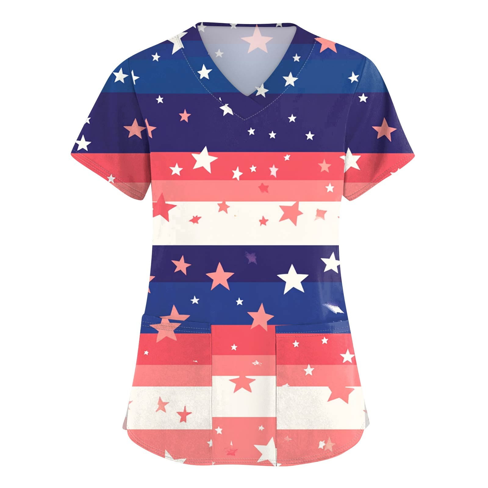 Yongcuo Independence Day Women's V-Neck Short Sleeve Stars and Stripes ...