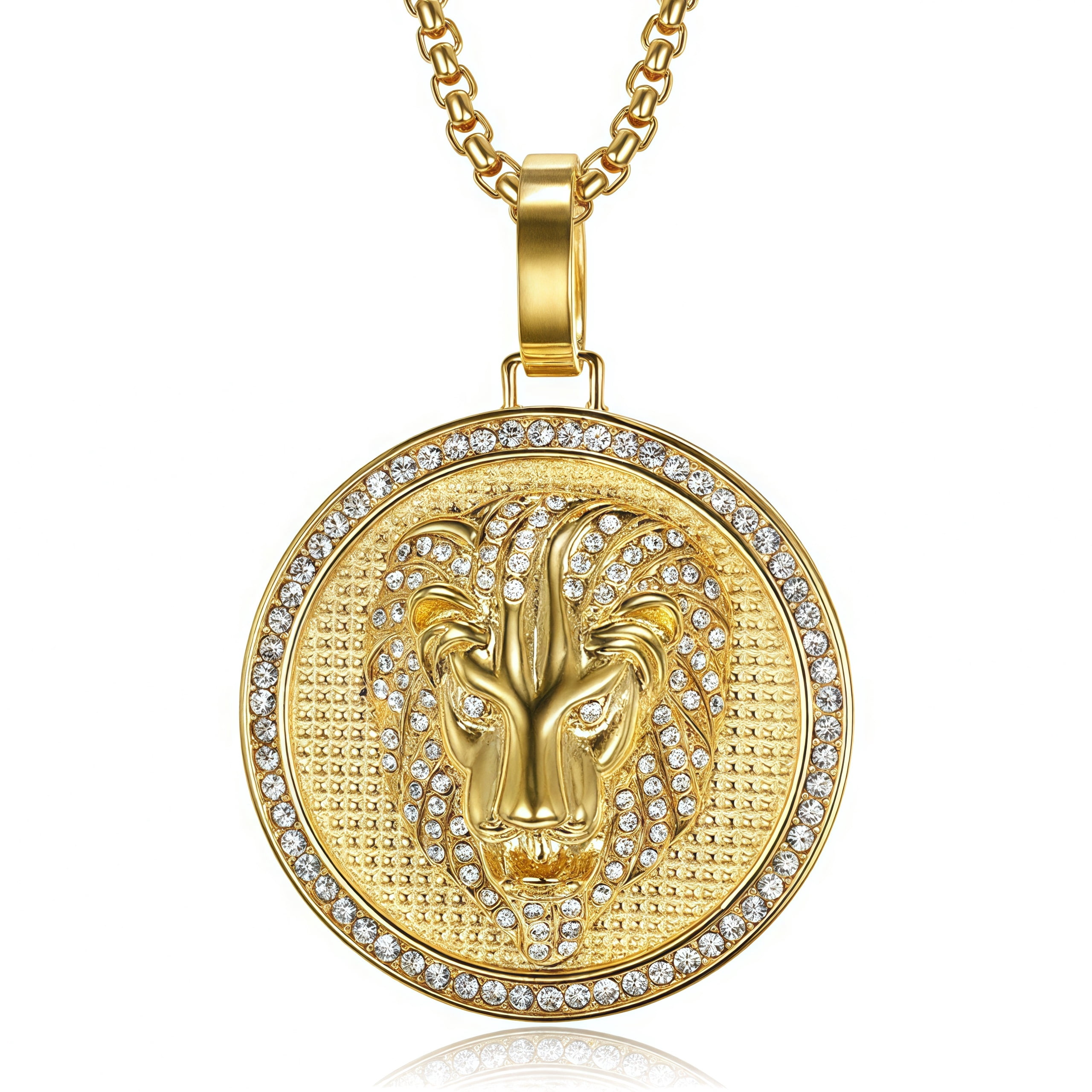 Yonghao Pavilion New Hip Hop Necklace Titanium Plated Gold Water ...