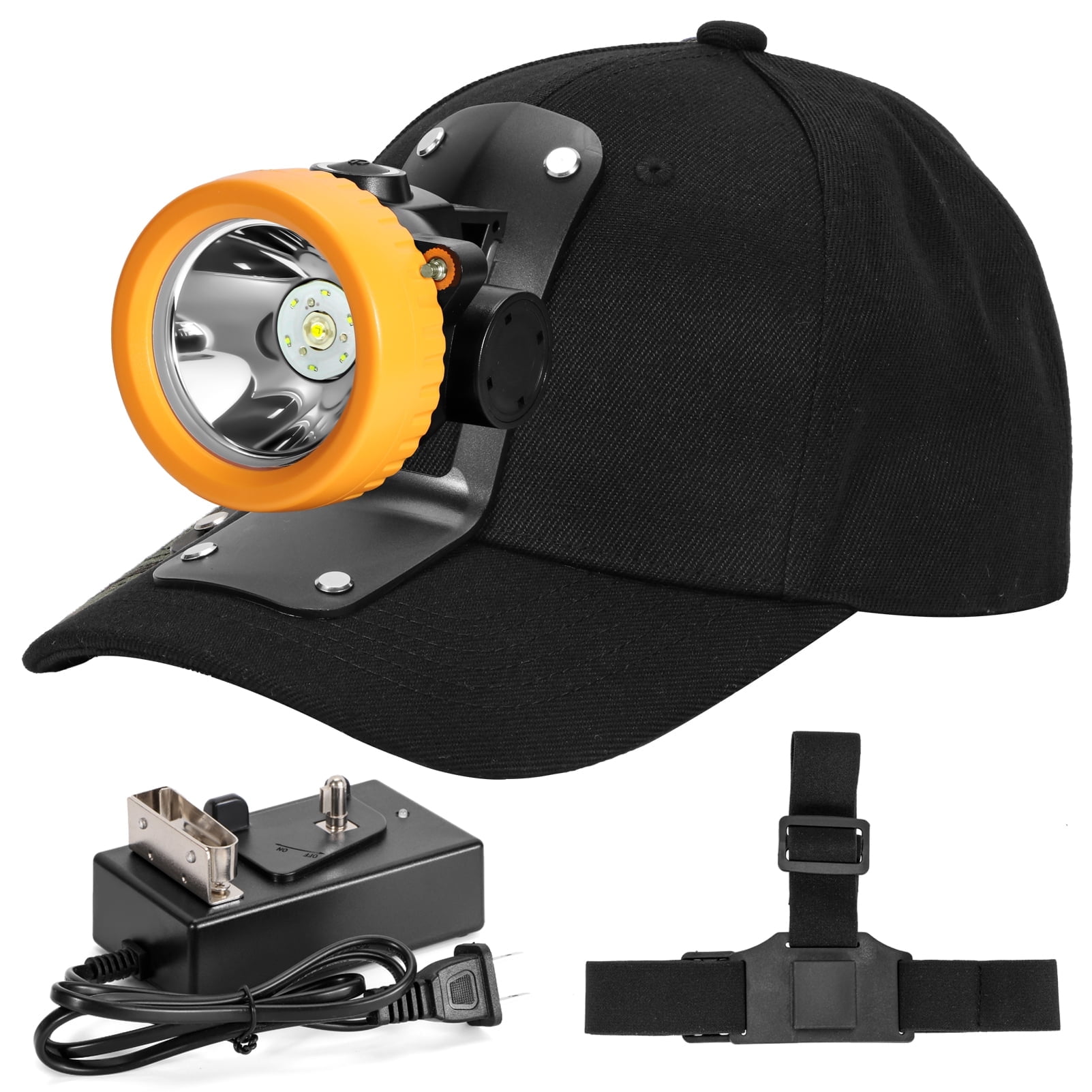Yongkist LED Mining Headlamp Rechargeable Waterproof Headlight with Miner Cap, Super Bright 1+6 ...