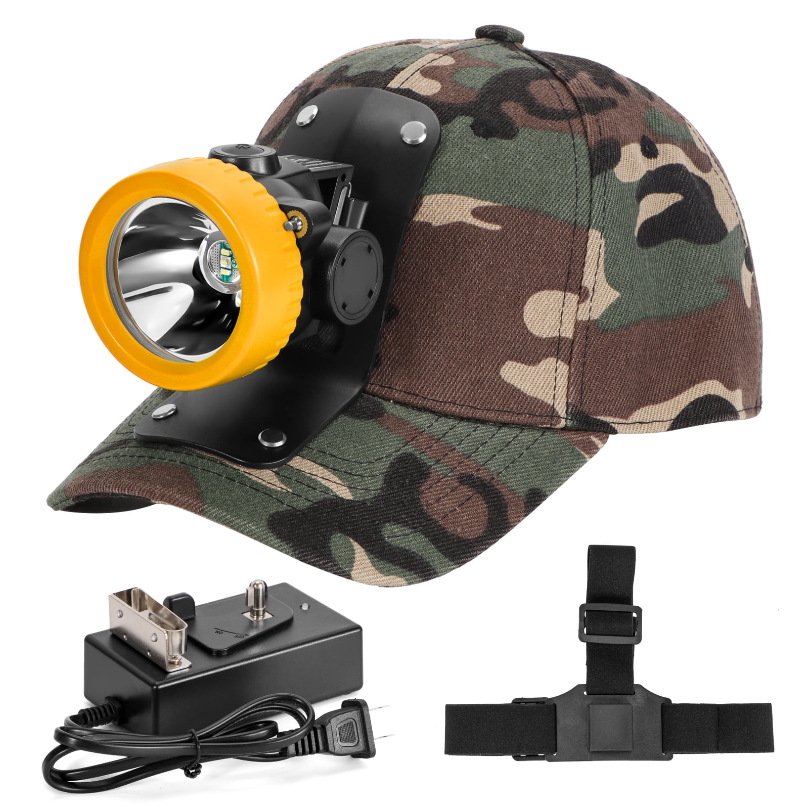 Yongkist Rechargeable LED Mining Headlamp with Hard Hat, Waterproof ...