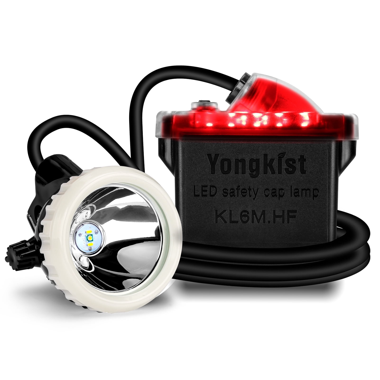 Yongkist Rechargeable Mining Headlight 1+2 LED Superbright Mining Headlamp Hard Hat Searchlight ...