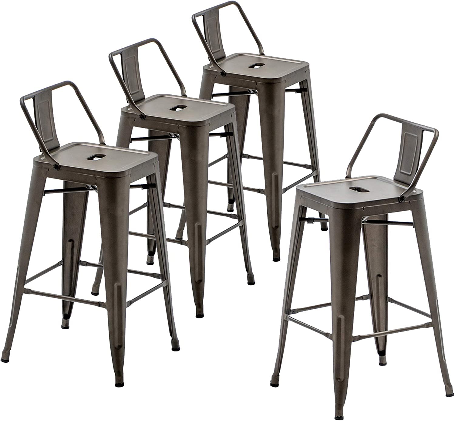 Yongqiang 26 inch Metal Bar Stools Set of 4 Indoor Outdoor Bar Stools ...