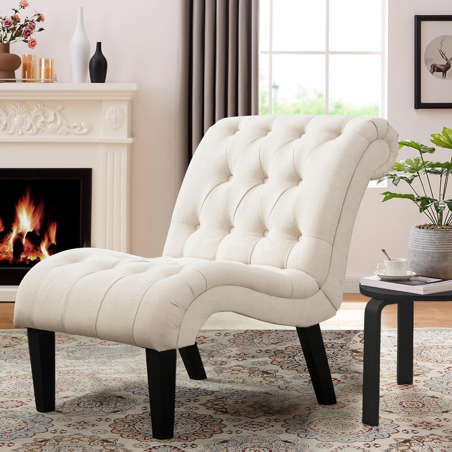 Yongqiang Accent Chair for Bedroom Living Room Chairs Tufted Upholstered Lounge Chair with Wood ...
