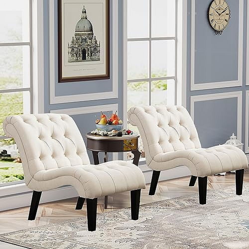 Yongqiang Accent Chair for Bedroom Living Room Modern Button Tufted Upholstered Armless Corner ...