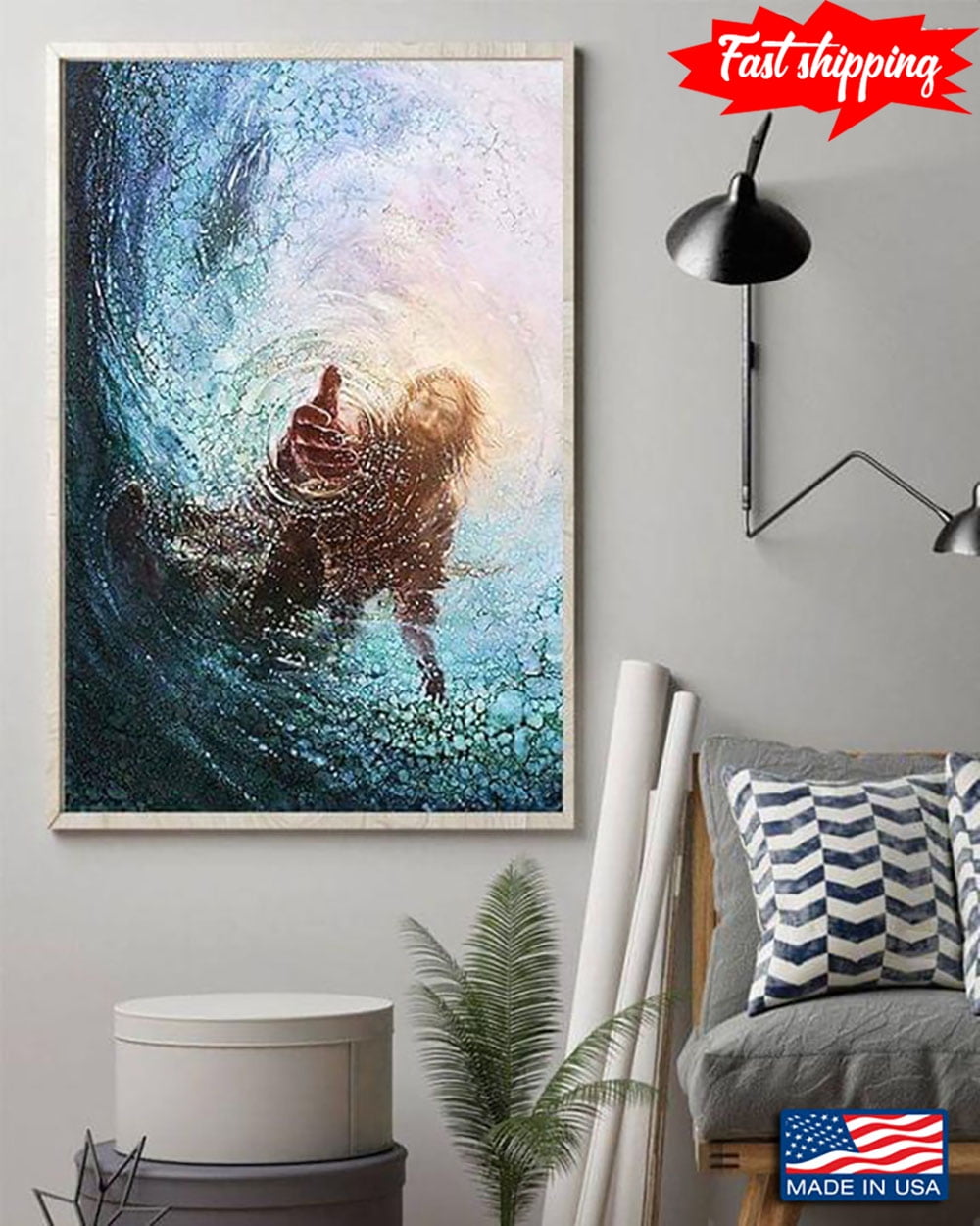 Yongsung Kim The Hand Of God Painting Jesus Reaching Into Water 16 x 24 ...