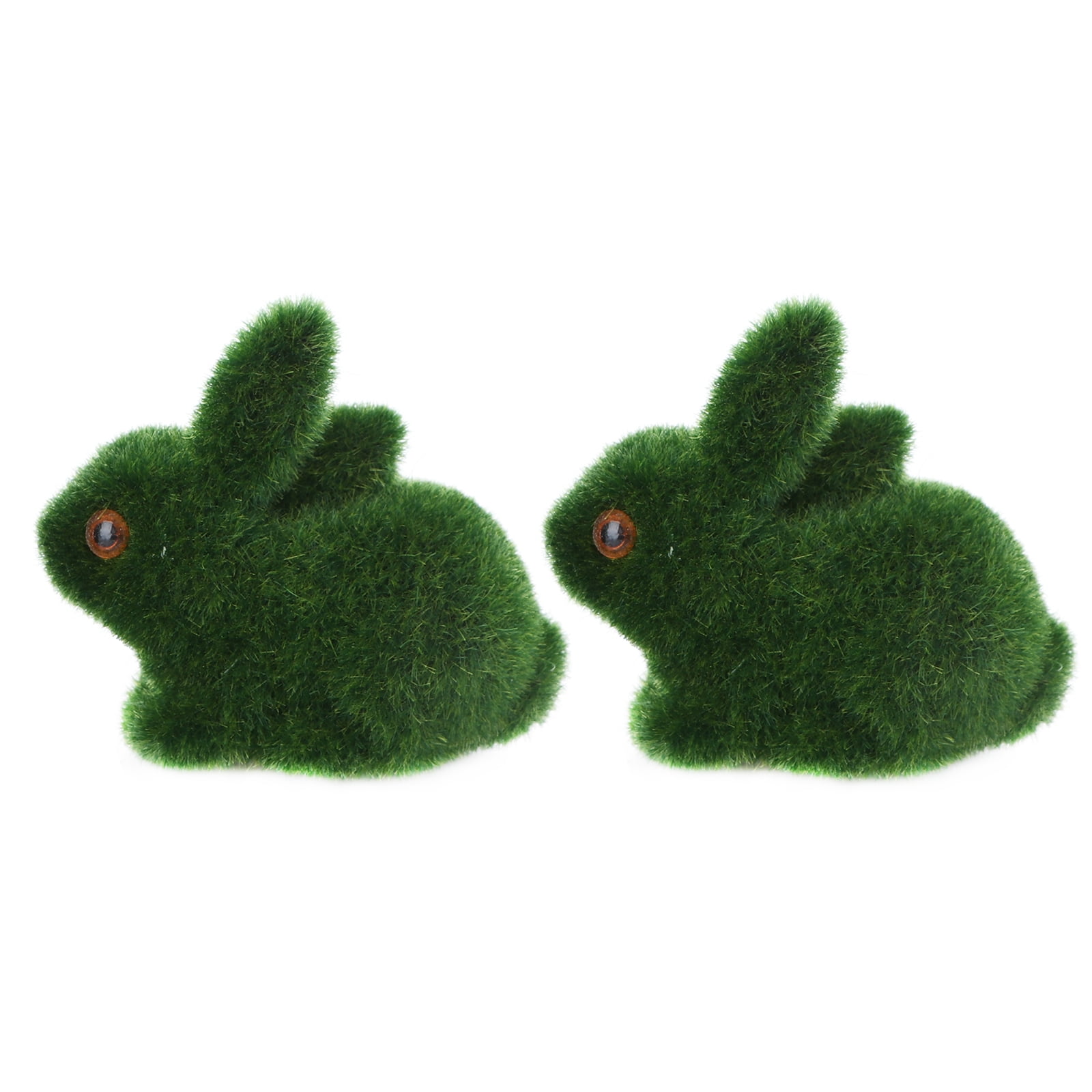 Yongwei 2 Moss Bunny Rabbit Statues - Flocked Figurines (Random Style ...