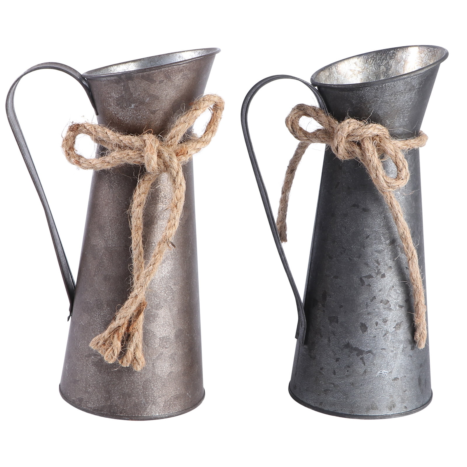 Yongwei 2 Rustic Galvanized Metal Flower Vases Shabby Chic French Style ...