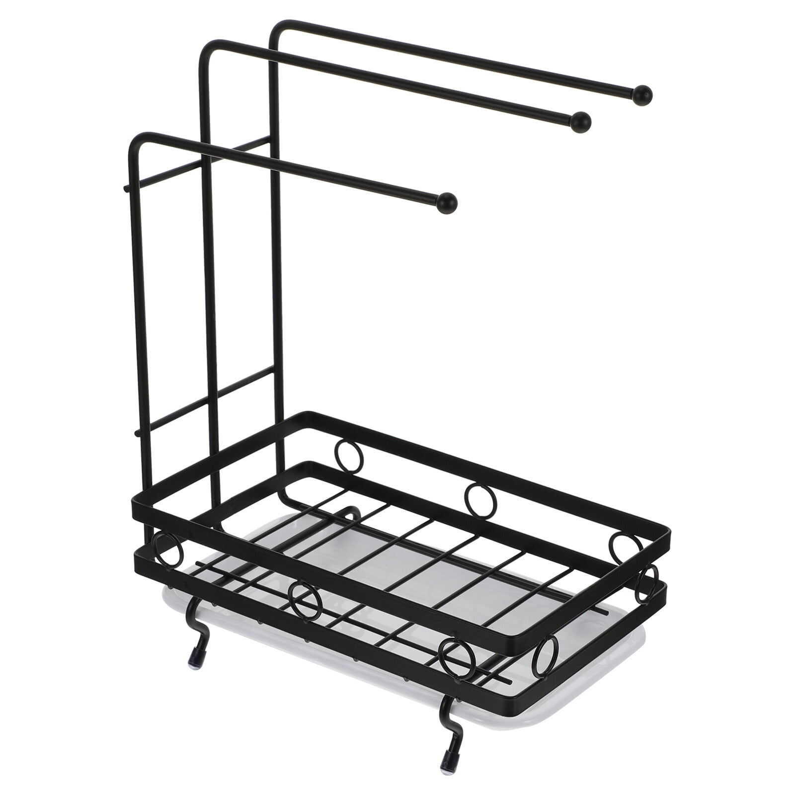 Yongwei Over Sink Dish Drainer Sponge Rack Tableware Black - Walmart.com