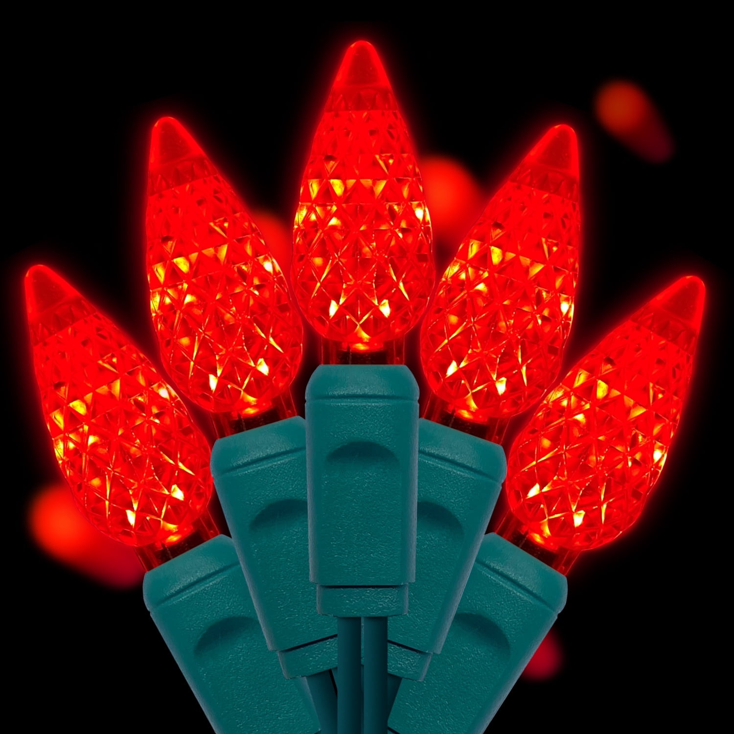 Yongzhenlite Outdoor 17 ft UL Listed C6 Red LED String Lights, Patio ...