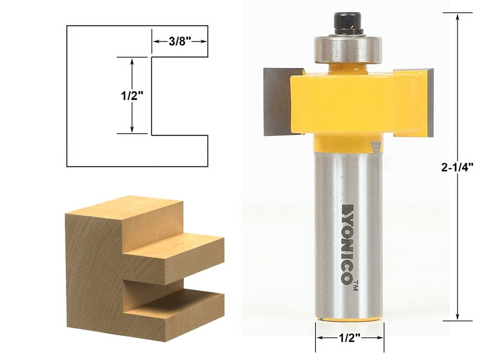 Yonico 1/2" Height X 3/8" Depth Slot Cutter Router Bit - 1/2" Shank ...