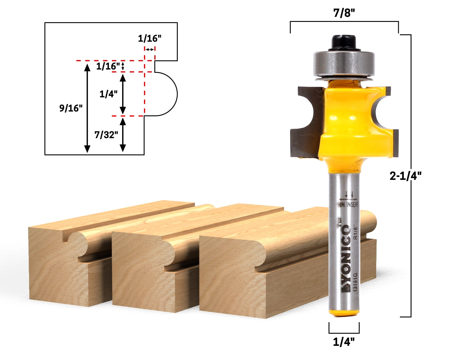 Yonico 1/4" Bead Bullnose Bead Router Bit - 1/4" Shank - 13191q ...