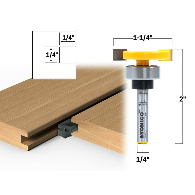 Yonico 1/4" x 1/4" Top Bearing Slot Cutter Router Bit for Wood - 1/4 ...