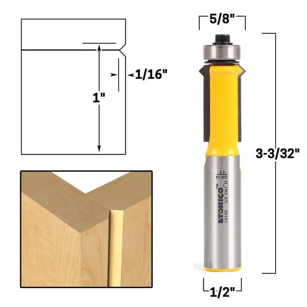 Yonico 1" V Notch Flush Trim Router Bit - 1/2" Shank - 14149 - Walmart.com