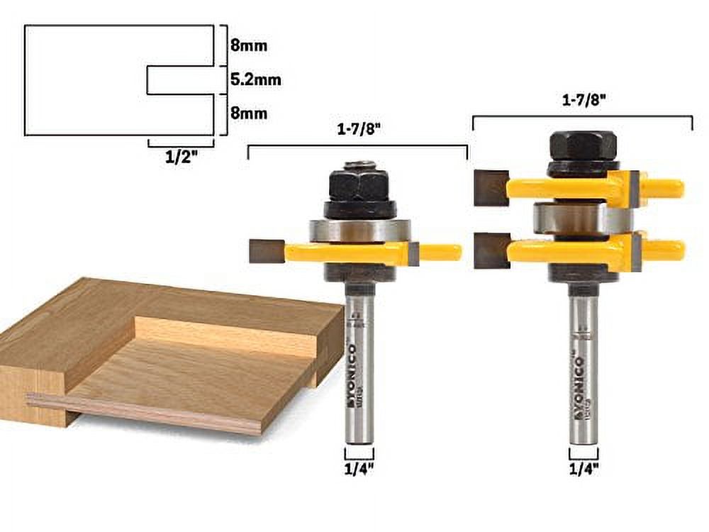 Yonico Mini Tongue & Groove Router Bit Set - 1/4" Shank - 15226q ...