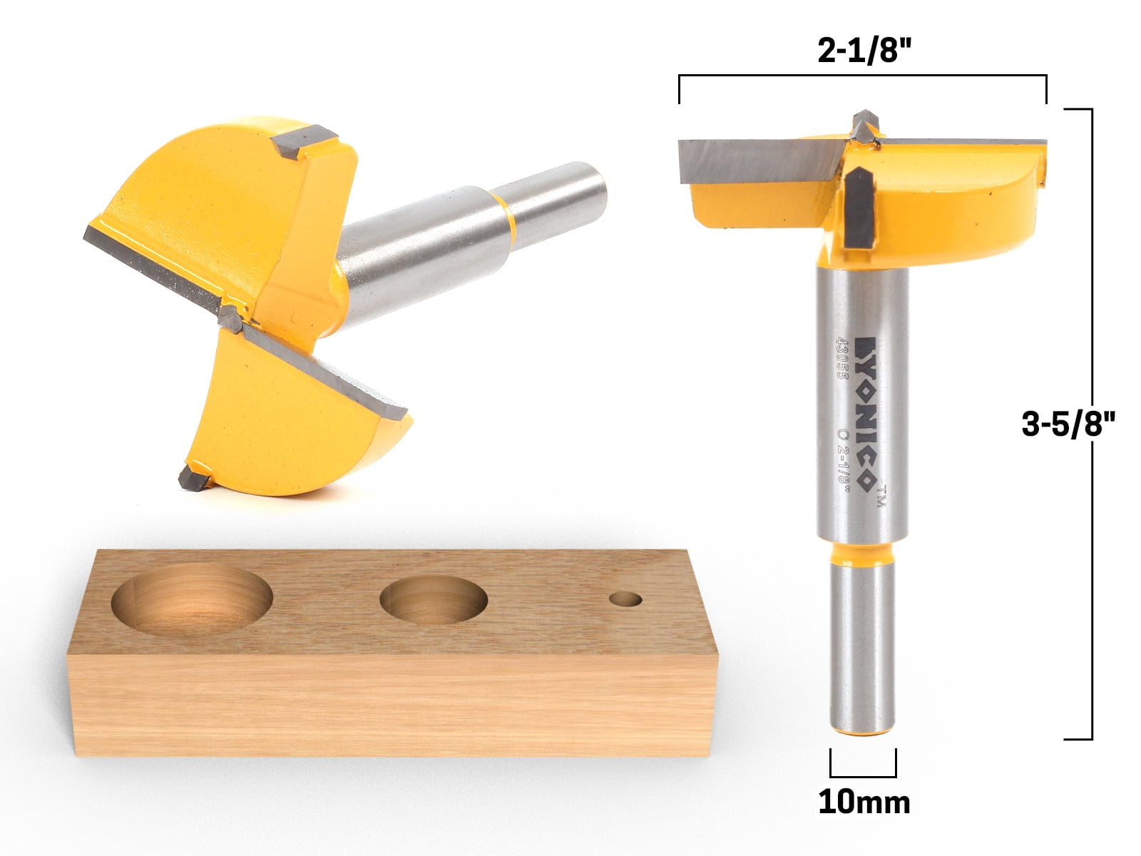 Yonico 2-1/8" Diameter Carbide Forstner Drill Bit - 10mm Shank - 43055C ...