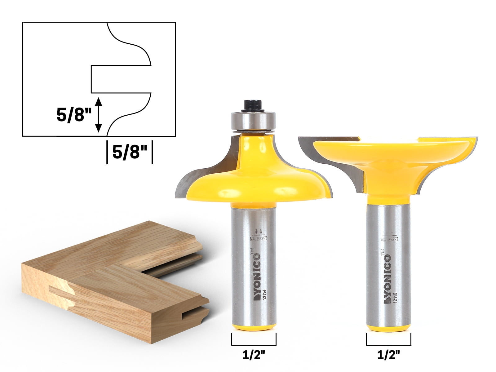 Yonico 2 Bit Entry Door Profile Router Bit Set - 1/2" Shank - 12222 ...