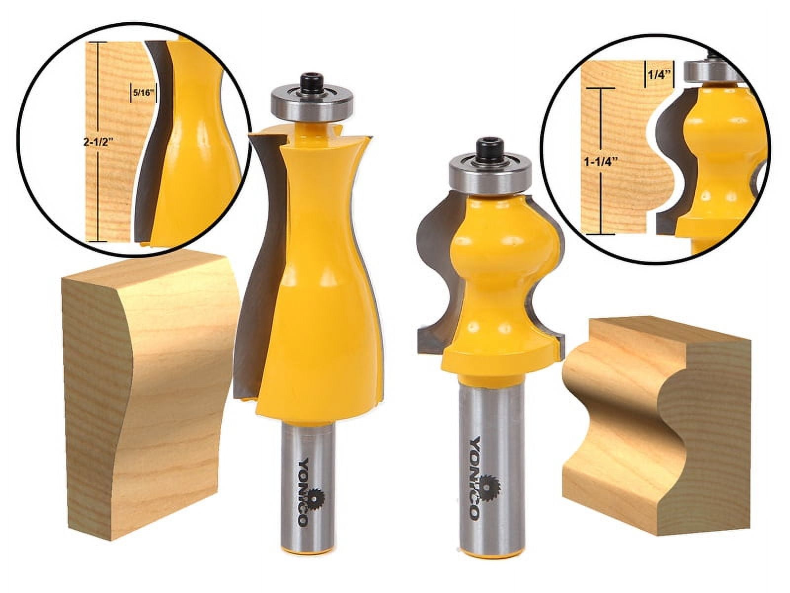 Yonico 2 Bit Jewellery Box Side and Foot Mould Router Bit Set - 1/2 ...