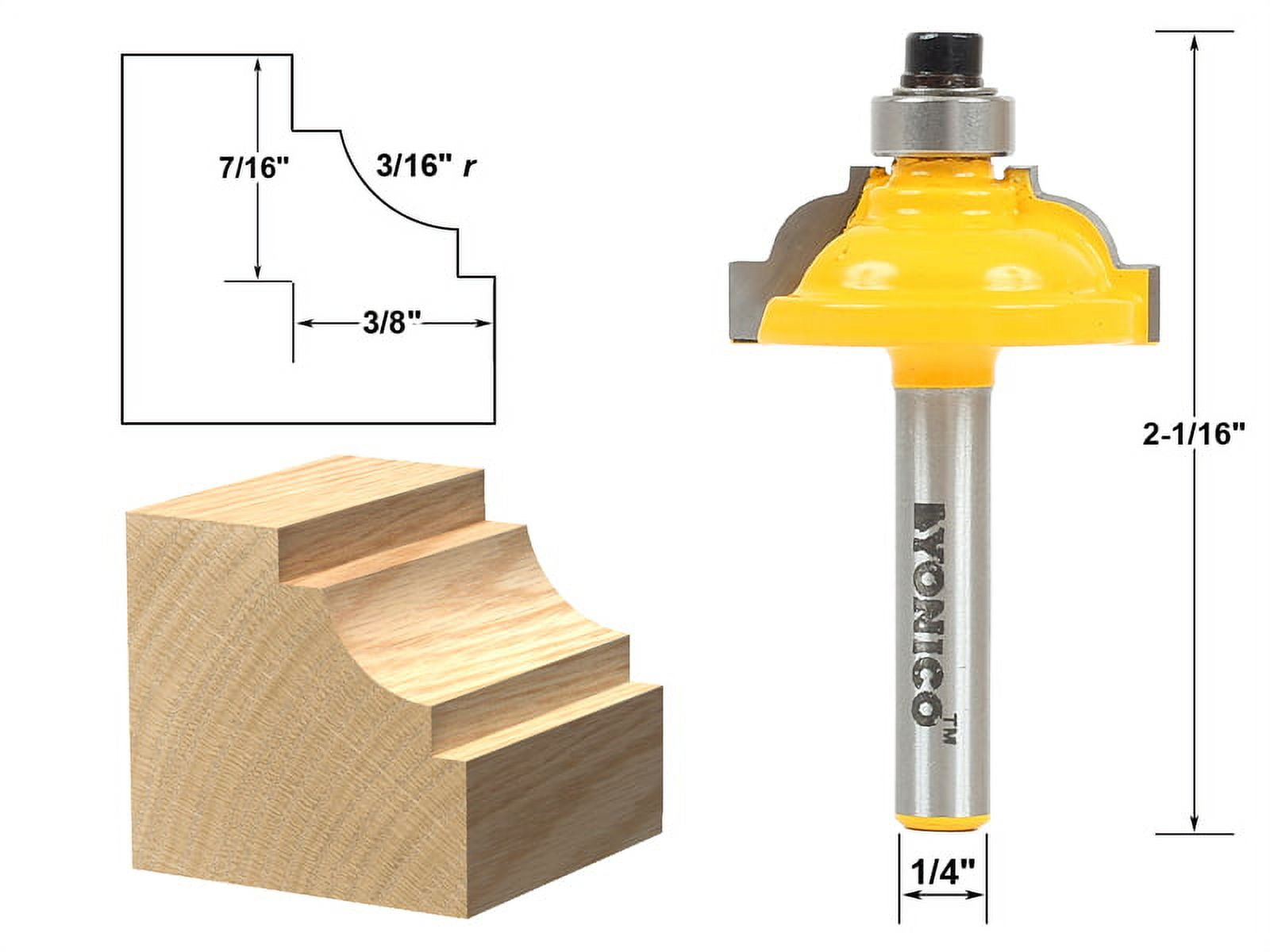 Yonico 3/8" Classical Cove Edge Forming Router Bit - 1/4" Shank ...