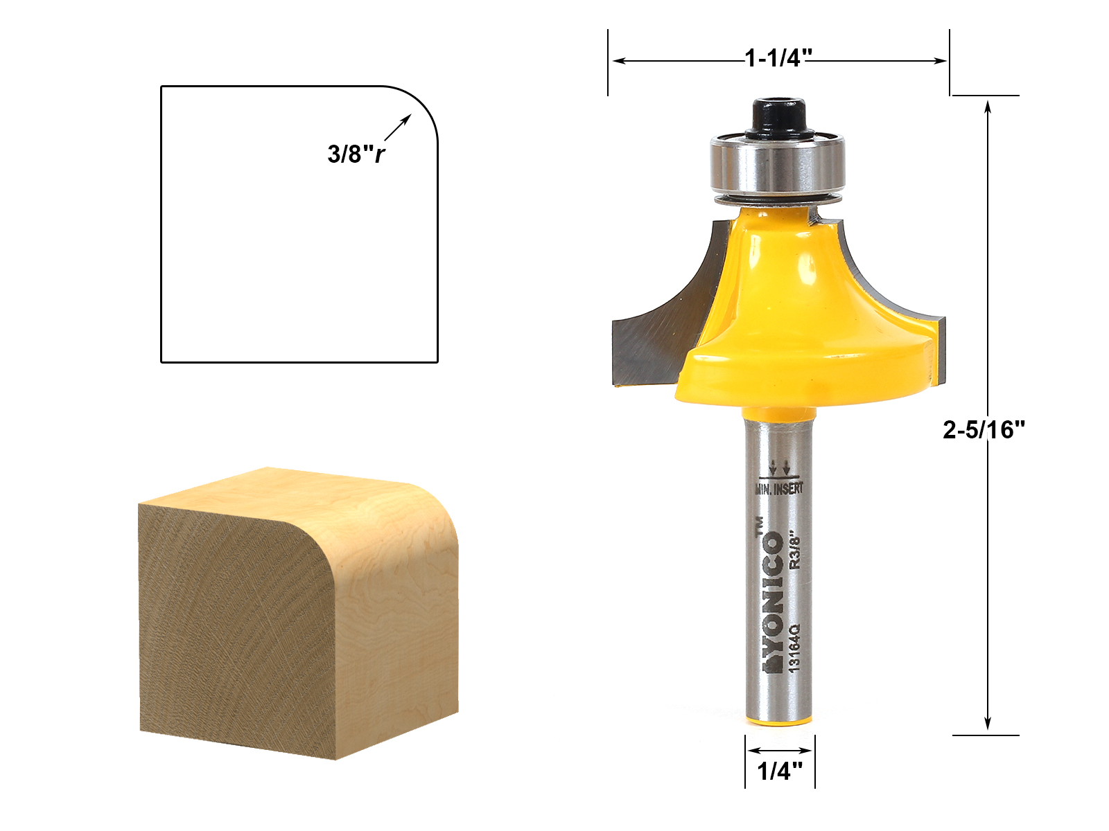 Yonico 1" Radius Round Over Edge Forming Router Bit - 1/2" Shank ...