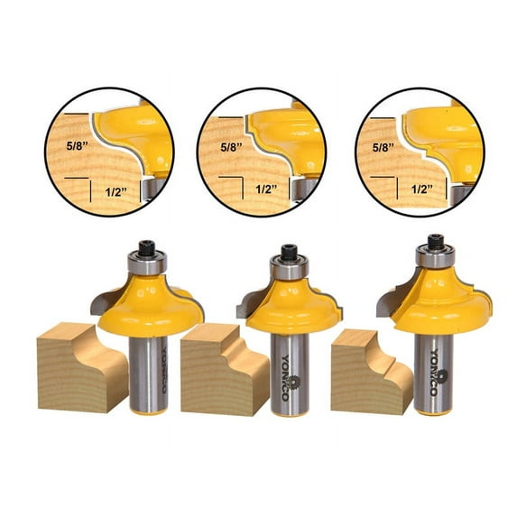 Yonico 3 Bit Edge Molding Router Bit Set - Ogee - 1/2" Shank - 13325 ...
