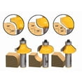 Yonico 3 Bit Edging Router Bit Set - Medium Round over Cove & Chamfer ...