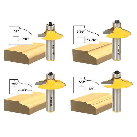Yonico 4 Bit Drawer Front & Cabinet Door Front Router Bit Set-1/2 ...