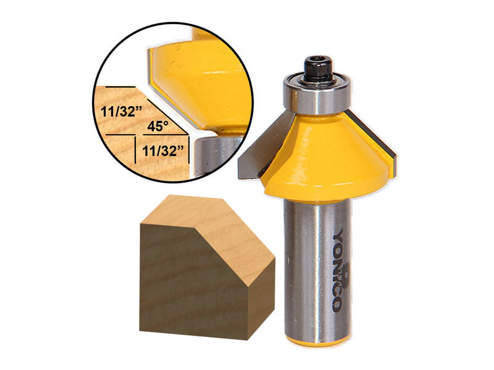 Yonico 45° Chamfer/Bevel Edging Router Bit - Medium - 1/2" Shank 13105 ...