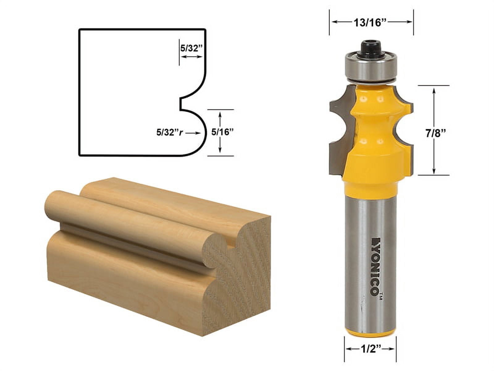 Yonico 5/32" Radius Corner Bead/Beading Router Bit - 1/2" Shank - 13109 ...