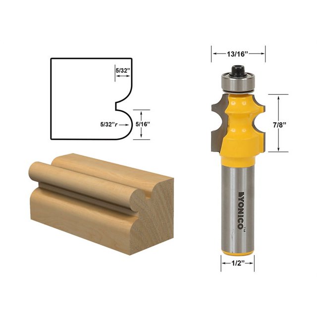 Yonico 5/32" Radius Corner Bead/Beading Router Bit - 1/2" Shank - 13109 ...