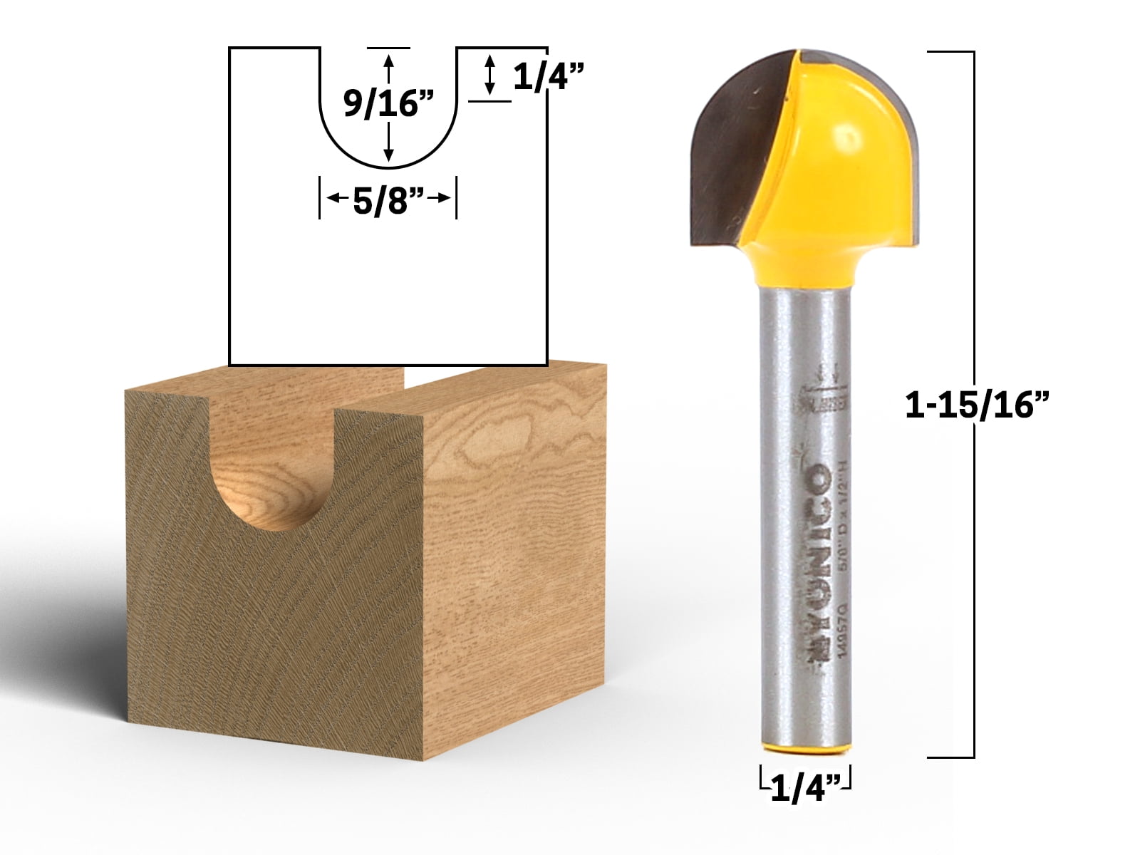 Yonico 5/8" Diameter Core Box Router Bit - 1/4" Shank - 14957q ...