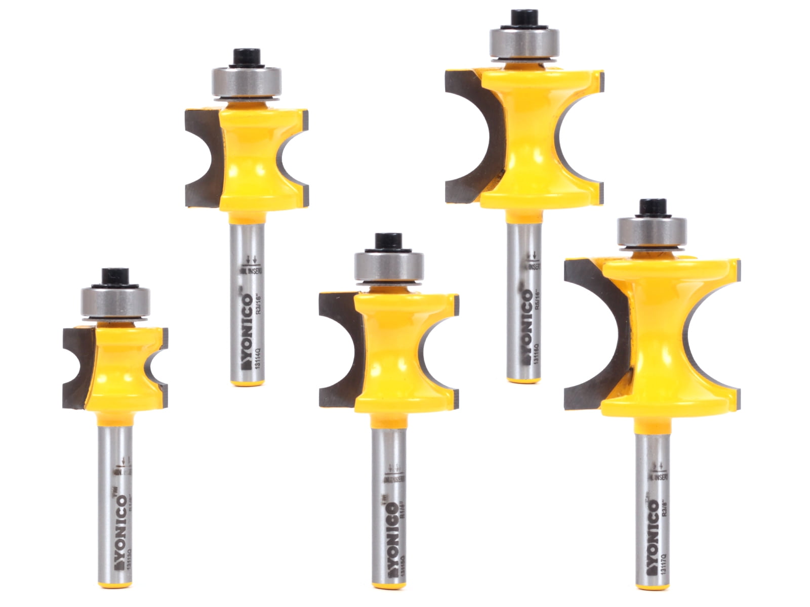 Yonico 5 Bit Bullnose Router Bit Set - 1/4" Shank - 13515q - Walmart.com