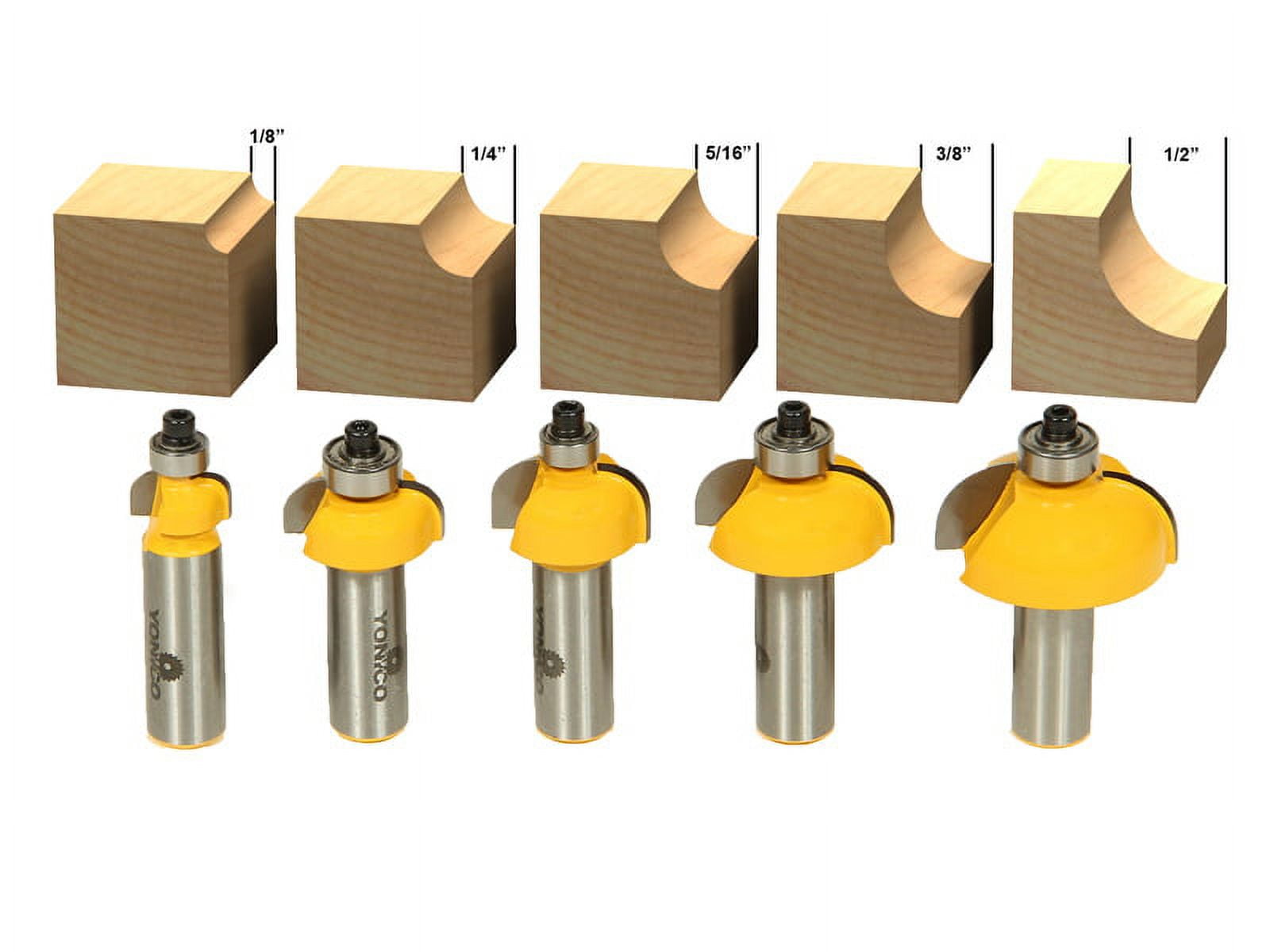 Yonico 5 Bit Cove Edge Forming Router Bit Set - 1/2" Shank - 13522 ...