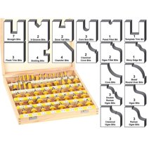 35 Piece Carbide 1/2" Shank Router Bit Set with Aluminum Carrying Case ...