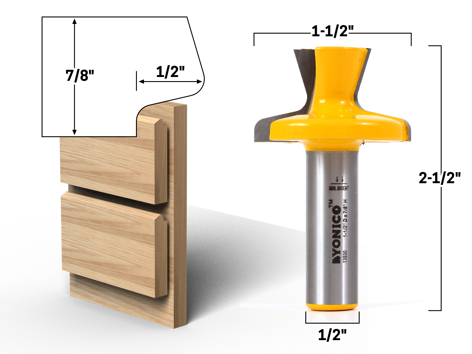Yonico Door Lip & Finger Grip Router Bit - 1/2" Shank - 13128 - Walmart.com