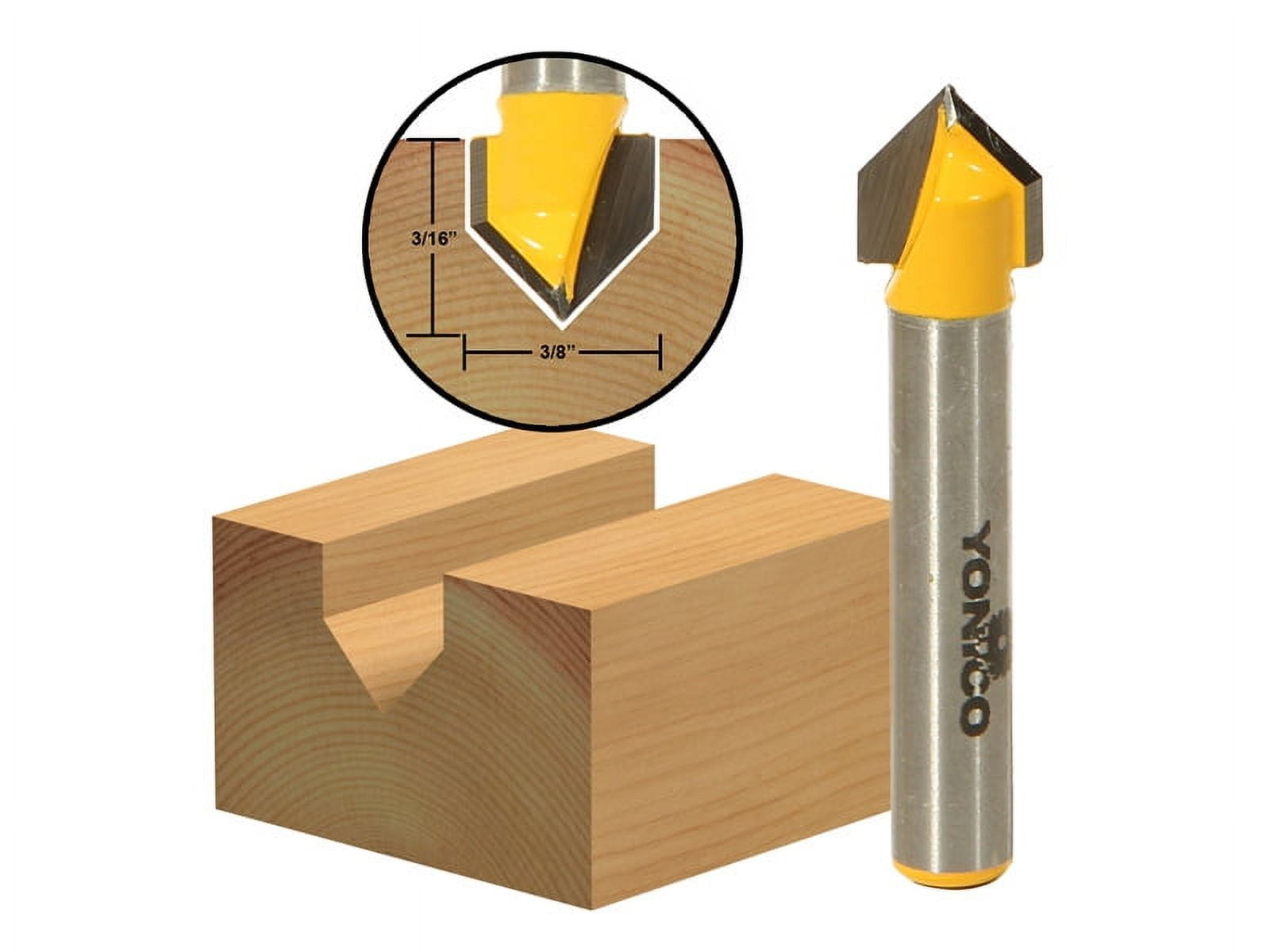 Yonico 90° V Groove Template Router Bit - 3/8"x 3/16" - 1/4" Shank ...
