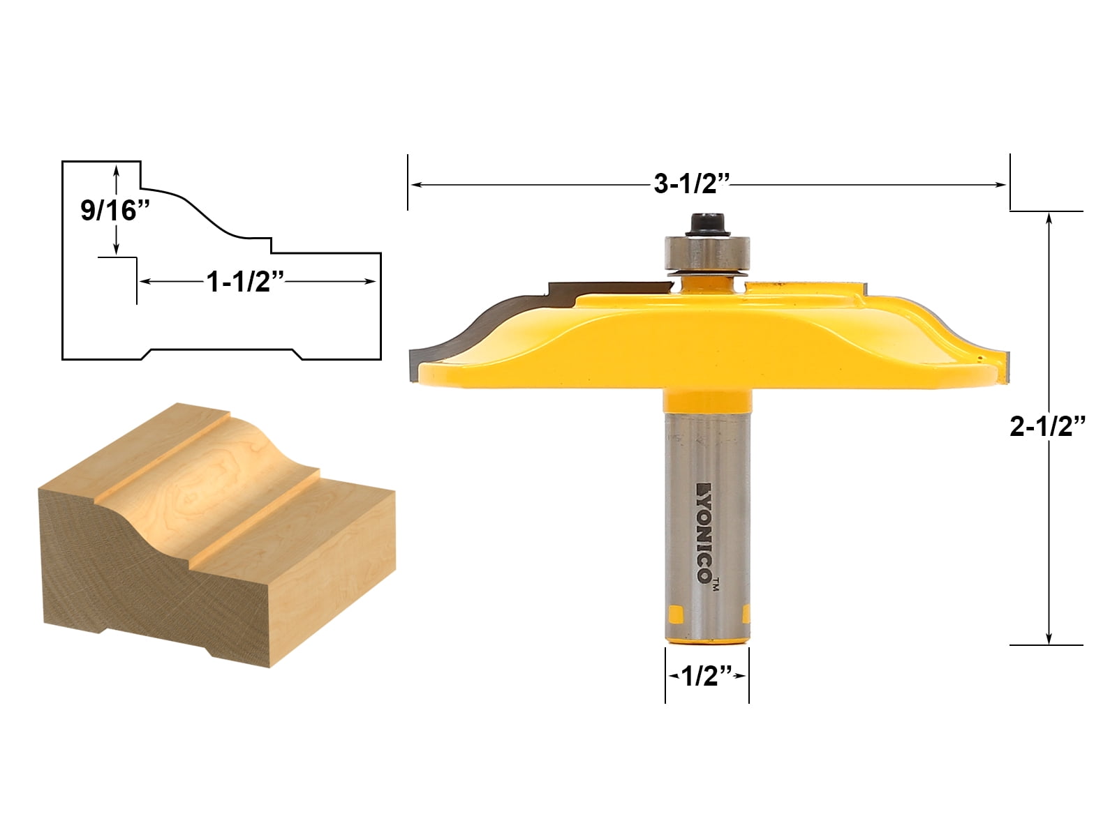 Yonico Brick Mold & Exterior Casing Router Bit - 1/2" Shank - 12139 ...