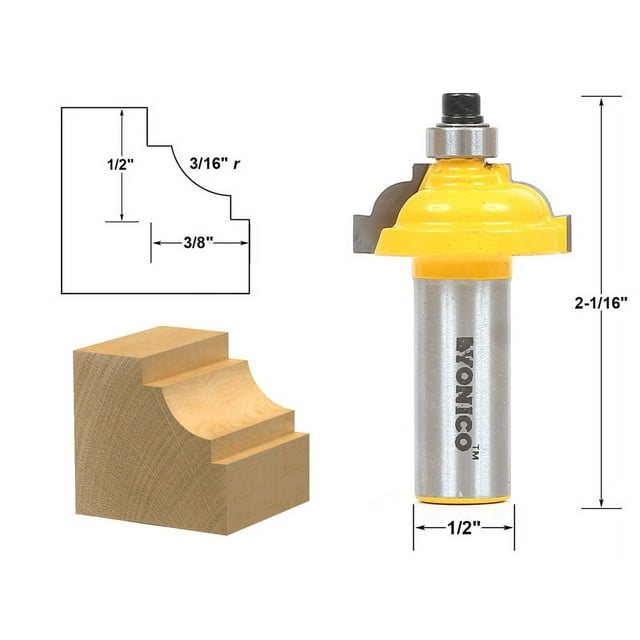 Yonico Classical Cove Edging Router Bit - 3/16" Radius -1/2" Shank ...