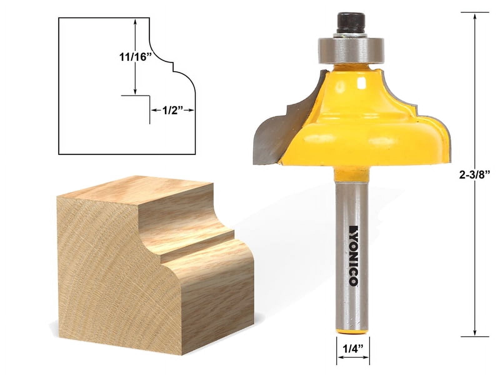 Yonico Classical Ogee Edging and Molding Router Bit Large - 1/4" Shank ...