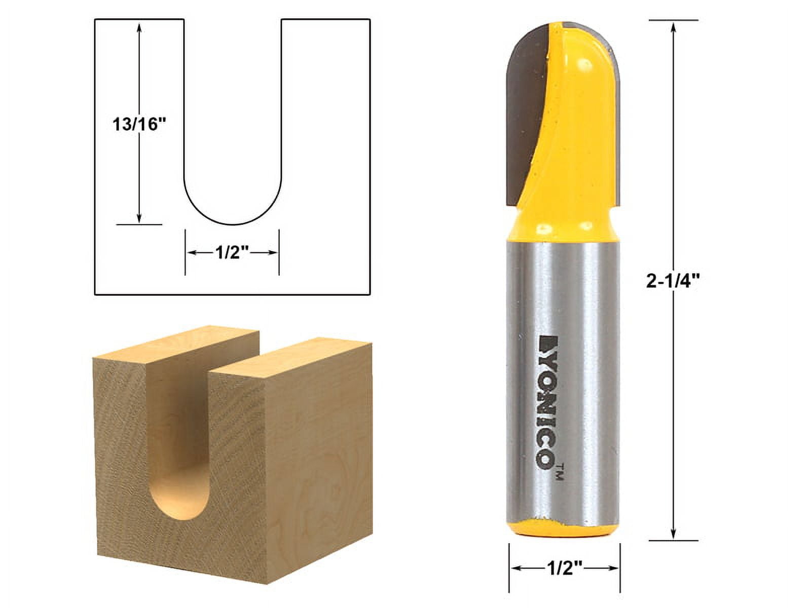 Yonico Core Box / Round Nose Router Bit - 1/2"W X 13/16"H - 1/2" Shank ...