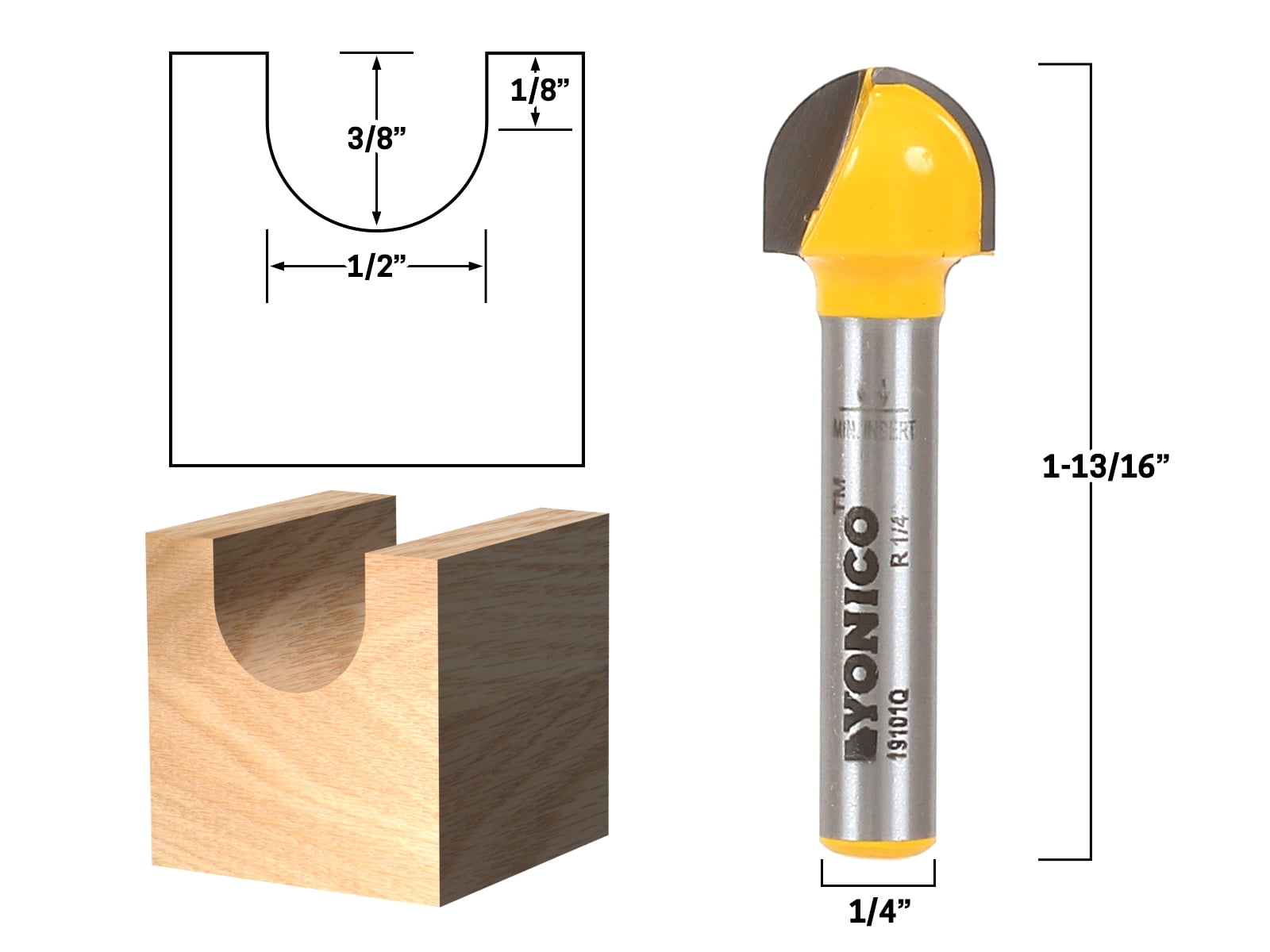 Yonico Core Box Router Bit - 1/4" Radius - 1/4" Shank - 19101q ...